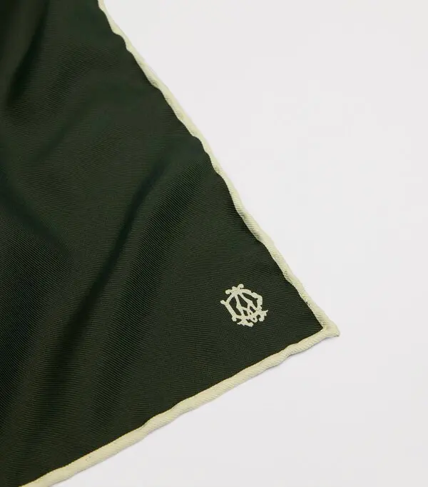 Dunhill Mulberry Silk Cypher Logo Pocket Square - Green