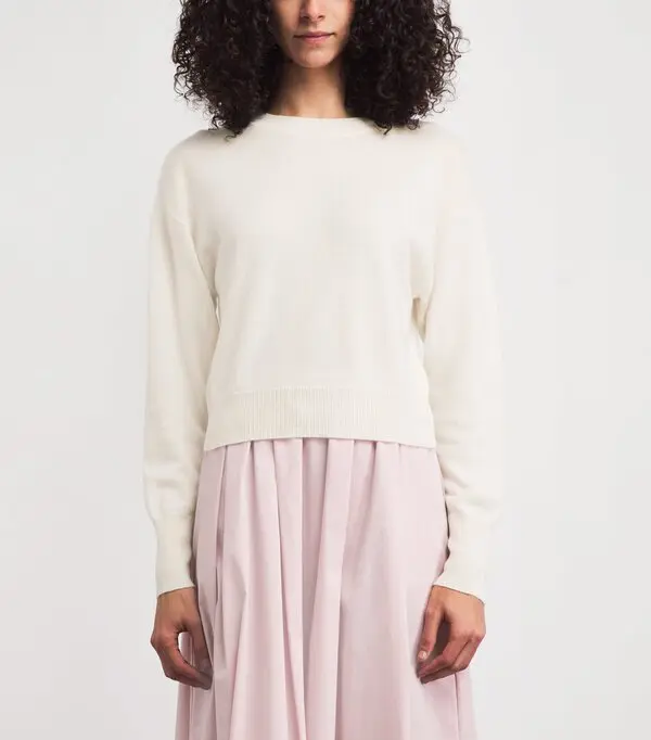 Le Kasha Organic Cashmere Drop Shoulder Sweater - White