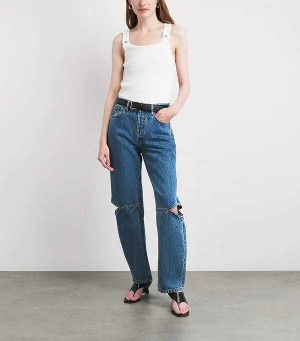 Still Here Cowgirl Straight Leg Jeans With Cutout Detail