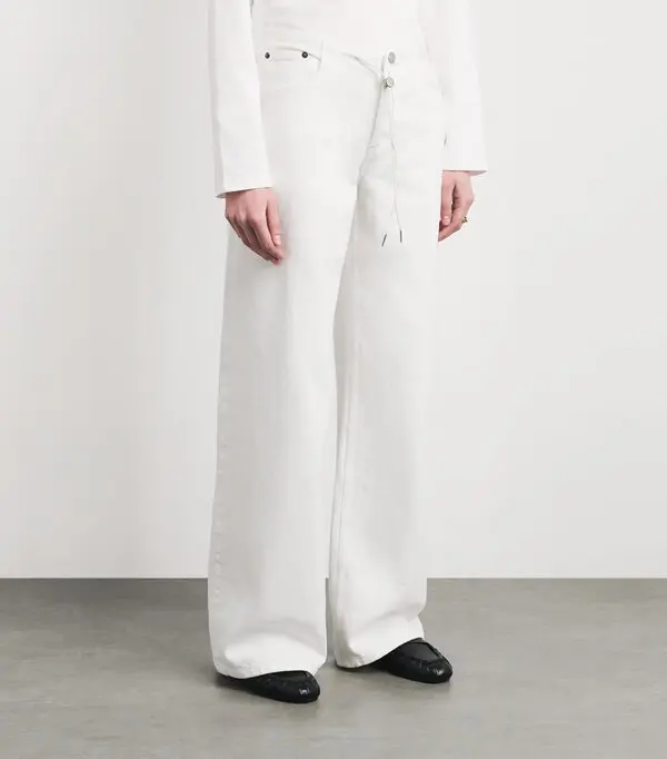 Still Here Wide-leg Jeans With Drawstring Waist - White