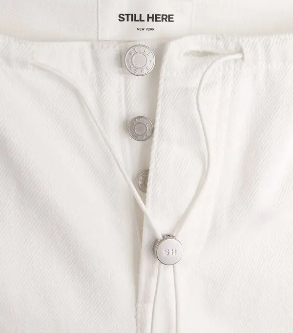 Still Here Wide-leg Jeans With Drawstring Waist - White