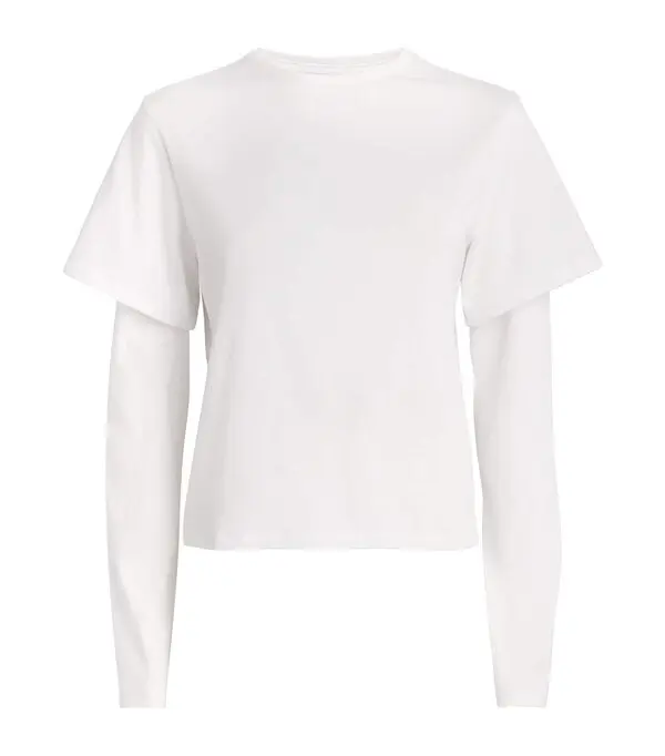 Still Here Organic Cotton Layered Crewneck T-shirt - White