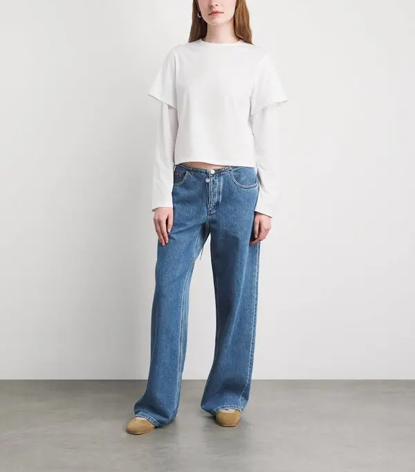 Still Here Organic Cotton Layered Crewneck T-shirt - White