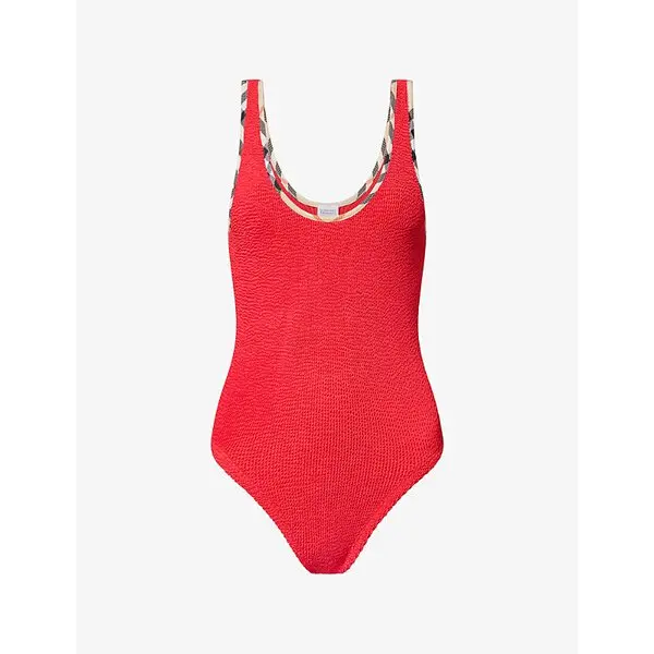 Hunza G Burberry X Check-trim Swimsuit And Scrunchie Set - Red