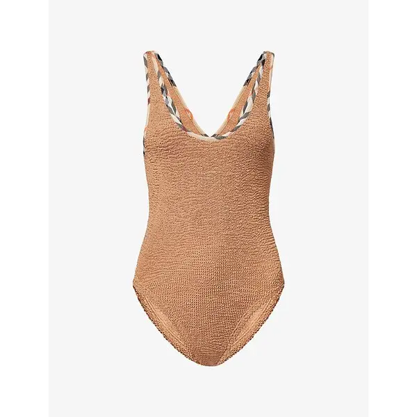 Hunza G Burberry X One Piece Swimsuit And Scrunchie Set - Metallic Cocoa
