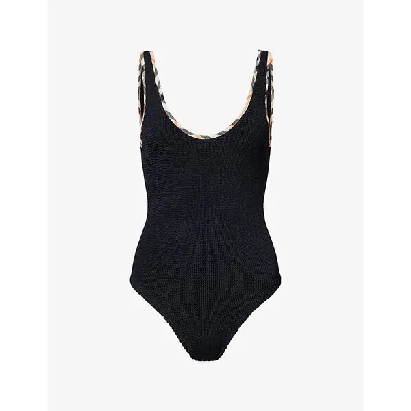 Hunza G Burberry X Check-trim Crinkle Swimsuit And Scrunchie Set - Black