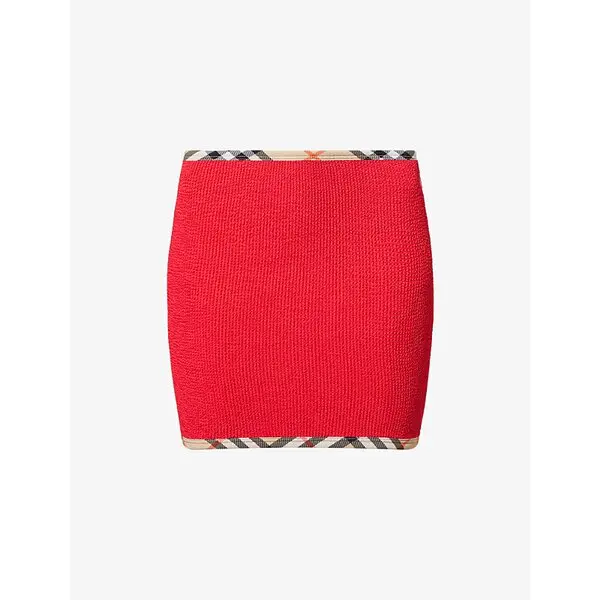 Hunza G Burberry X Check-trim Swim Skirt And Scrunchie Set - Red