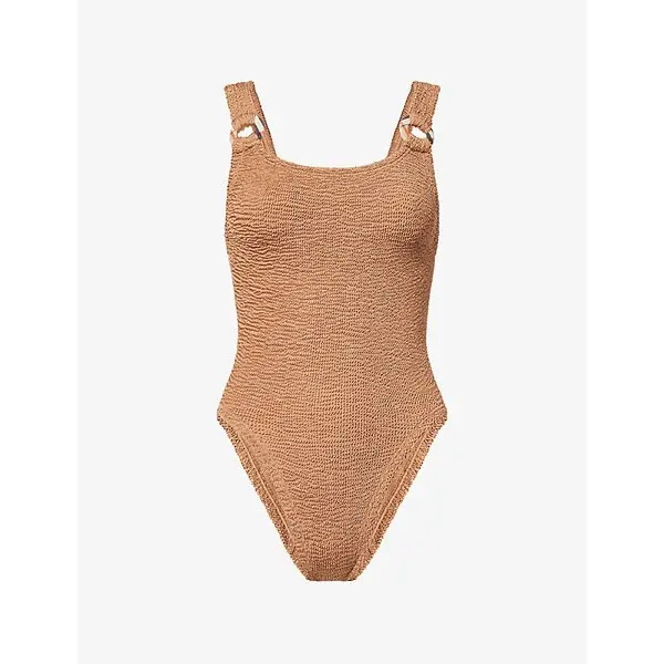 Hunza G X Burberry One Piece Swimsuit And Scrunchie Set - Metallic Cocoa