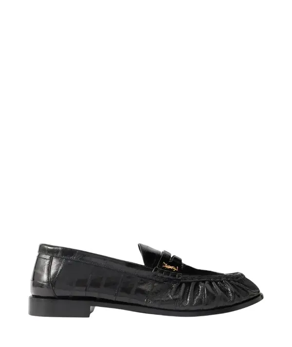 Saint Laurent Le Loafer Monogram Logo-appliquéd Eel Penny Loafers - Black