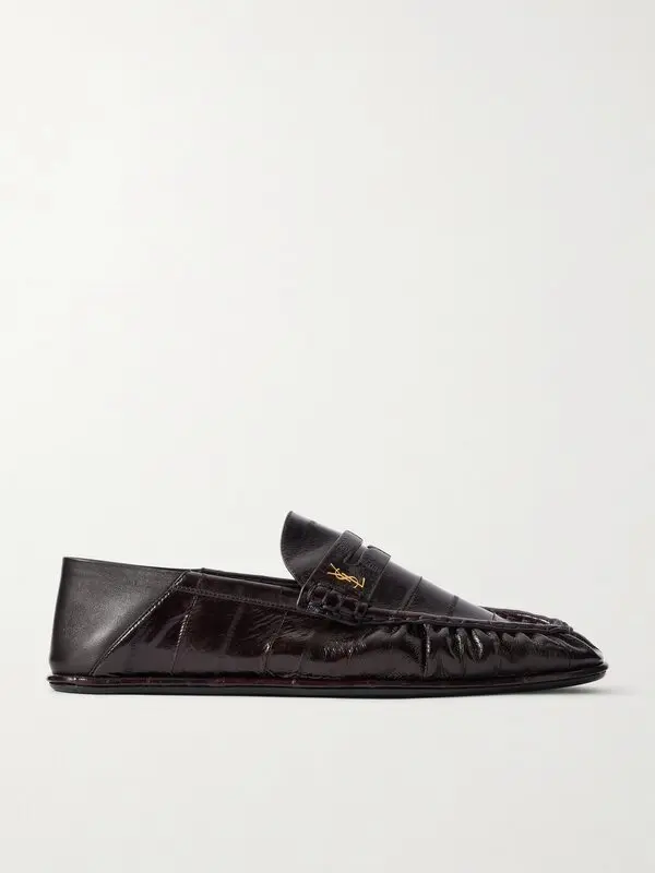 Saint Laurent Le Loafer Monogram Eel Penny Loafers - Brown