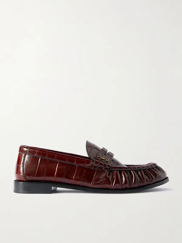 Saint Laurent Le Loafer Monogram Eel Penny Loafers - Burgundy