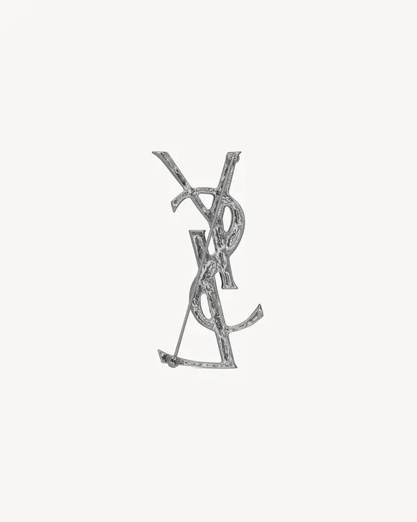 Saint Laurent Cassandre Crocodile Brooch In Metal