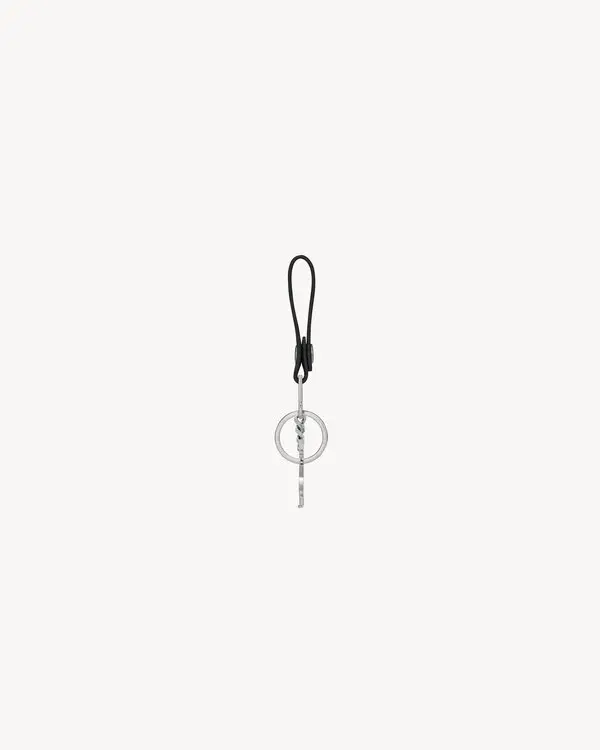 Saint Laurent Cassandre Key Ring In Smooth Leather