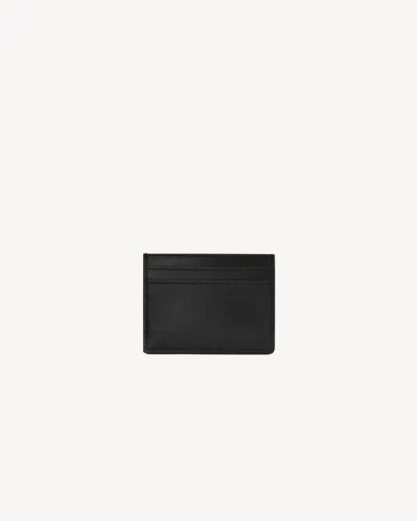 Saint Laurent Tiny Cassandre Credit Card Case In Shiny Leather