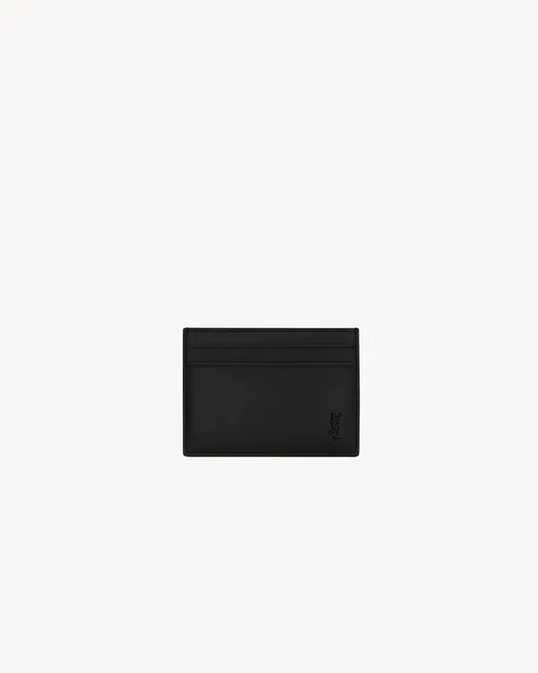 Saint Laurent Tiny Cassandre Card Case In Matte Leather