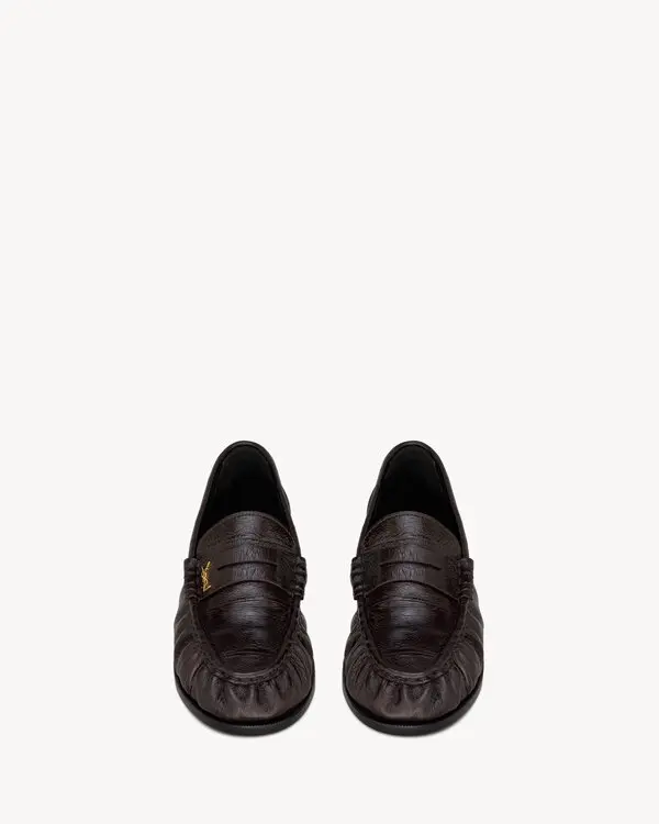 Saint Laurent Le Loafer Supple In Eel - Burnt Brown