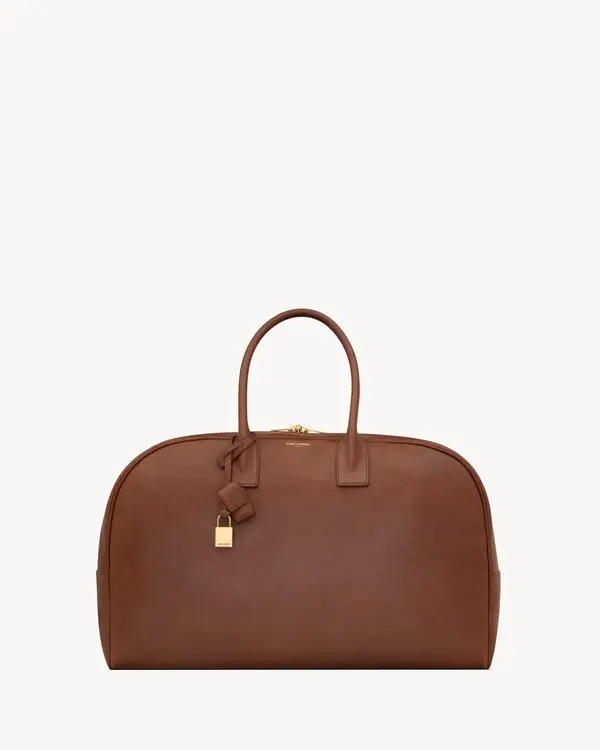 Saint Laurent Large Bowling Duffle Bag In Smooth Leather - Toasted Brown
