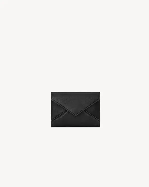 Saint Laurent Letter Wallet In Leather - Black