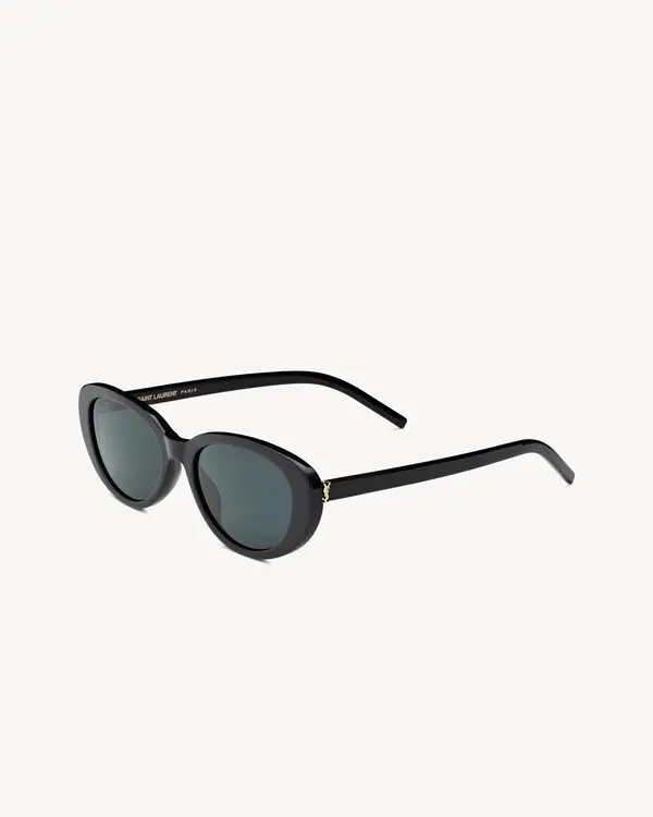 Saint Laurent Cat-eye Oval Acetate Sunglasses - Black