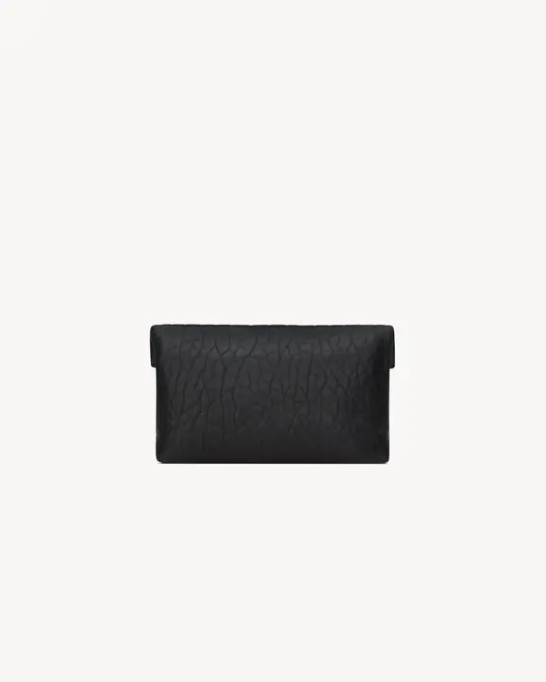 Saint Laurent Cassandre Envelope Card Case In Grained Leather