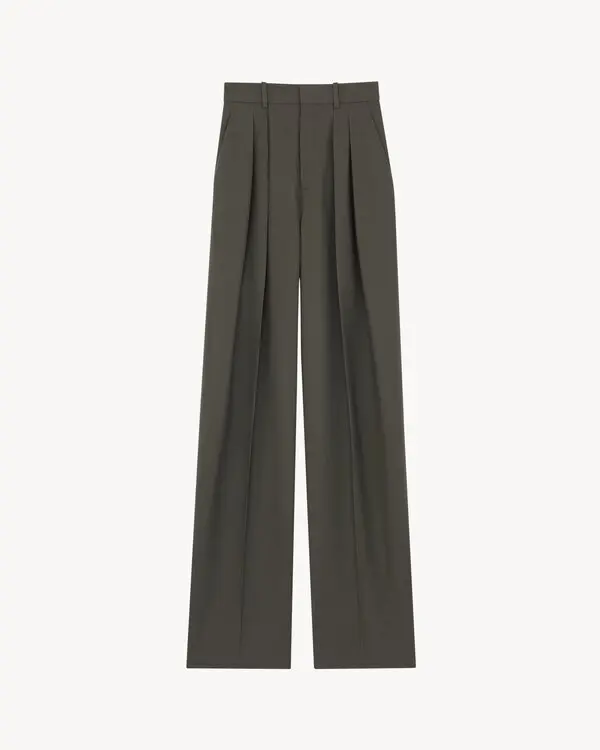 Saint Laurent Wool Gabardine Wide-leg Pants