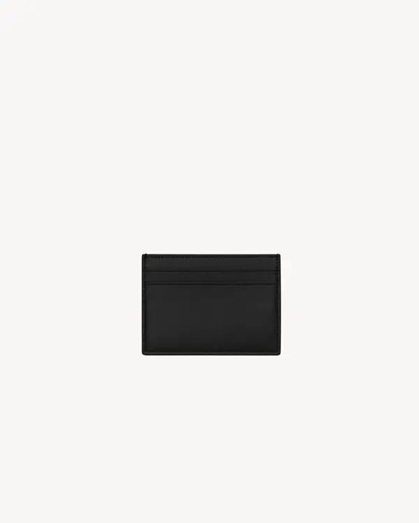 Saint Laurent Tiny Cassandre Card Case In Matte Leather - Black