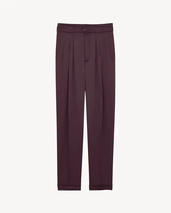 Saint Laurent Belted Wide-leg Silk Pants