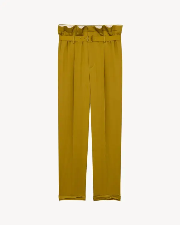 Saint Laurent Paperbag Waist Silk Pants