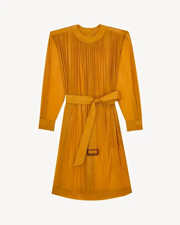 Saint Laurent Sheer Belted Midi Dress