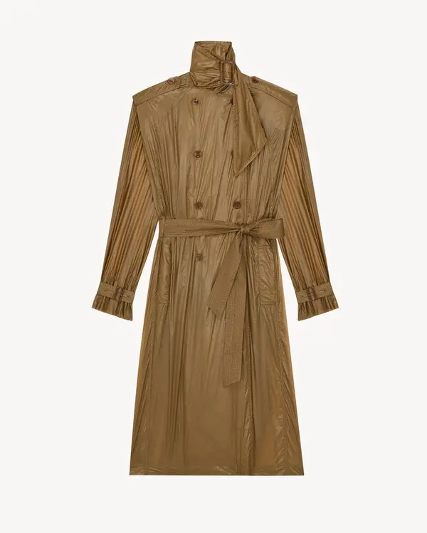 Saint Laurent Nylon Trench Coat - Beige