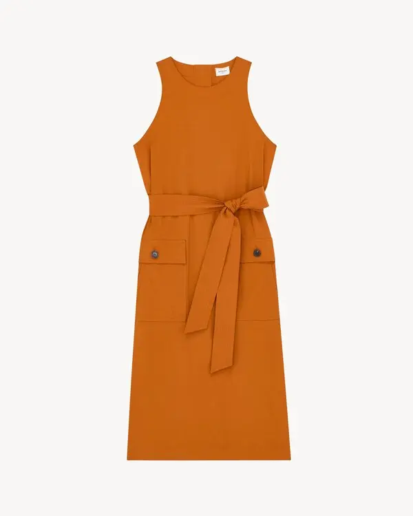 Saint Laurent Sleeveless Technical Nylon Midi Dress