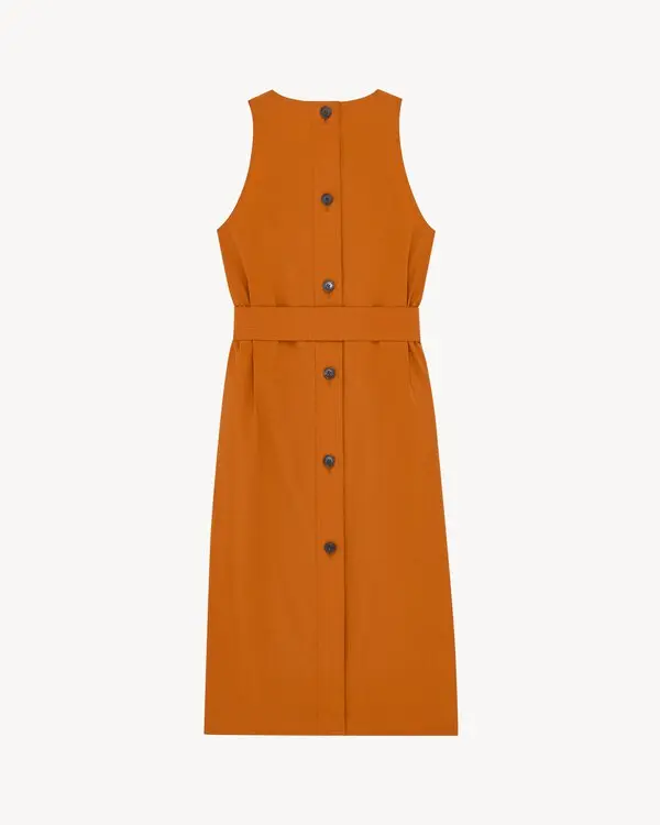 Saint Laurent Sleeveless Technical Nylon Midi Dress