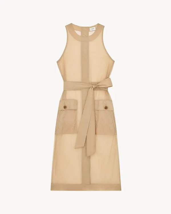 Saint Laurent Sleeveless Nylon Midi Dress
