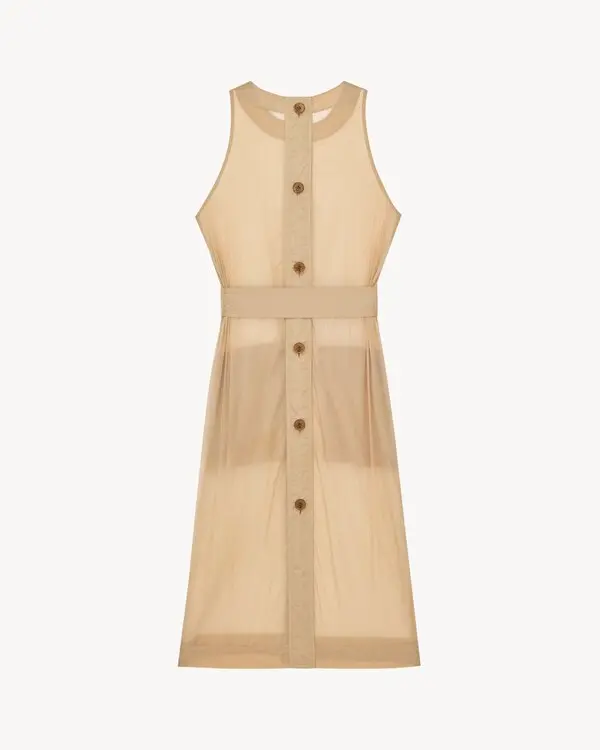 Saint Laurent Sleeveless Nylon Midi Dress
