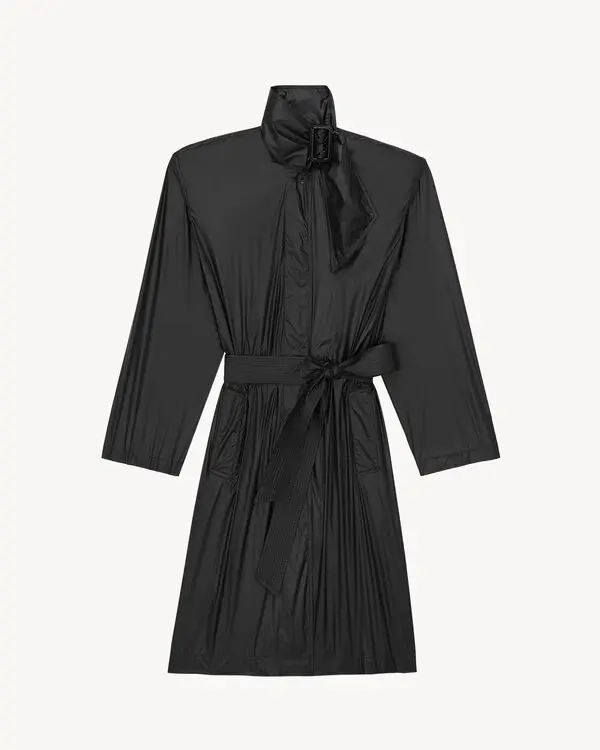 Saint Laurent Lavallière Trench Coat In Nylon - Noir