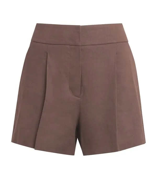 Veronica Beard Haina Pleated Linen-blend Shorts