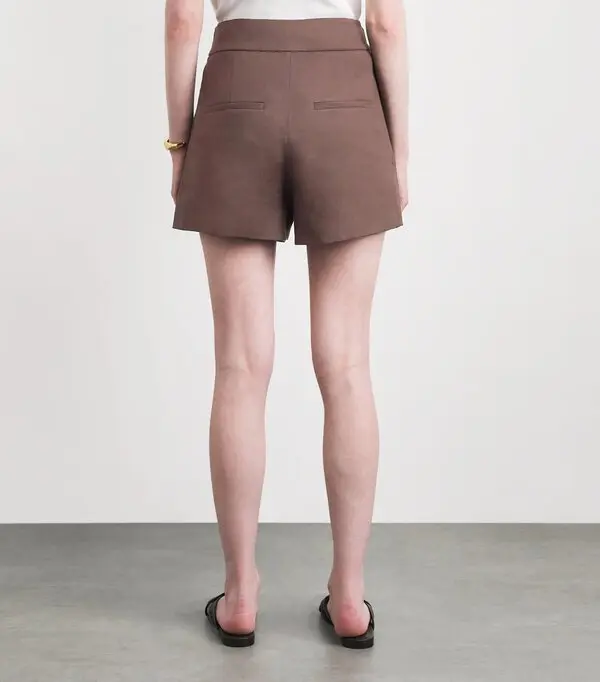 Veronica Beard Haina Pleated Linen-blend Shorts