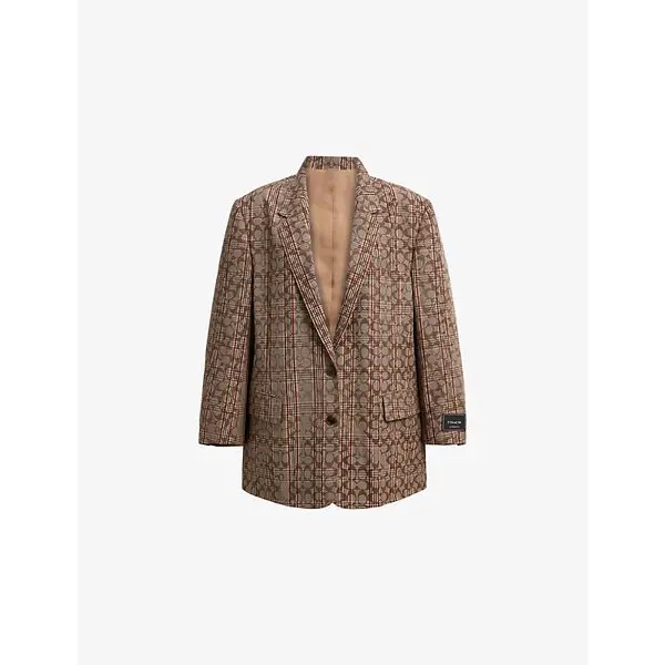 COACH Signature C Plaid Single-breasted Woven Blazer