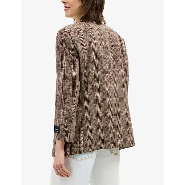 COACH Signature C Plaid Single-breasted Woven Blazer