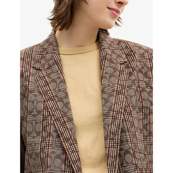 COACH Signature C Plaid Single-breasted Woven Blazer