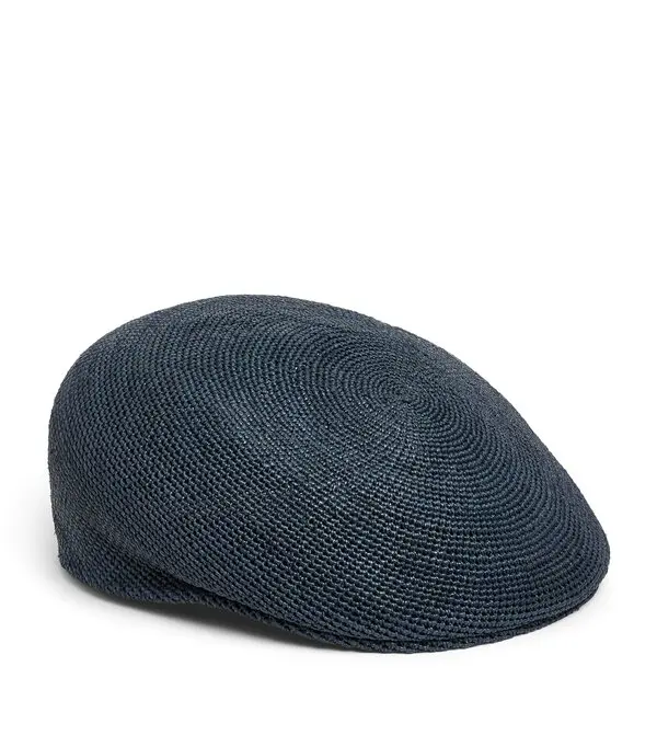 Borsalino Raffia Flat Beret - Navy
