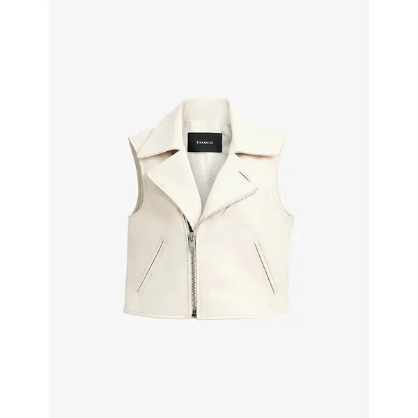 COACH Leather Moto Biker Vest
