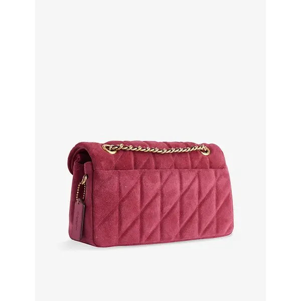 COACH Tabby 26 Quilted Suede Shoulder Bag - Dark Fuchsia