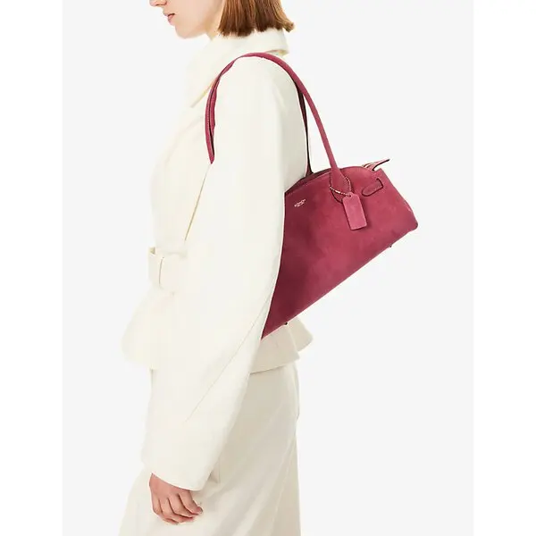 COACH Empire 34 Suede Shoulder Bag - Dark Fuchsia