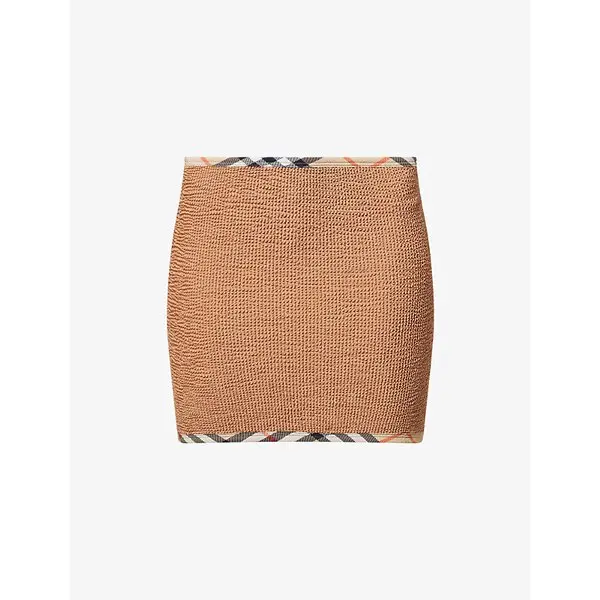 Hunza G Burberry X Check-trim Swim Skirt And Scrunchie Set - Metallic Cocoa