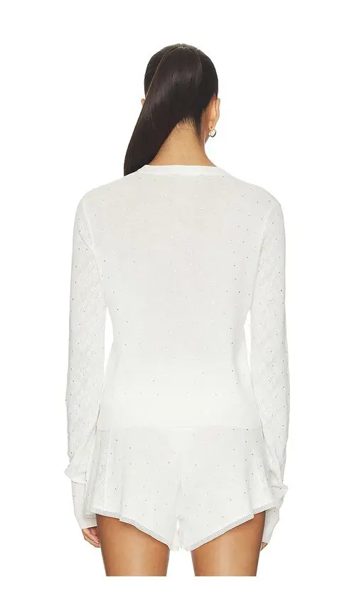 AREA Rib Knit Embellished Cardigan