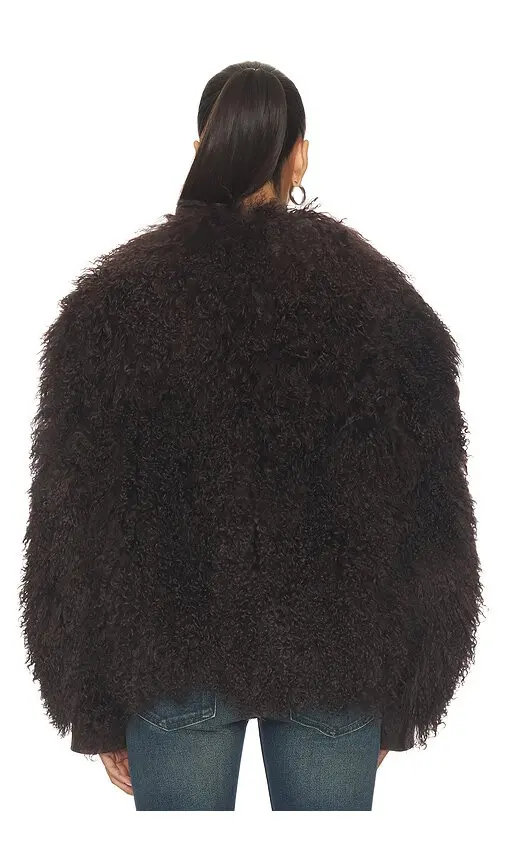 MANOKHI Jade Leather Coat With Faux Fur Trim
