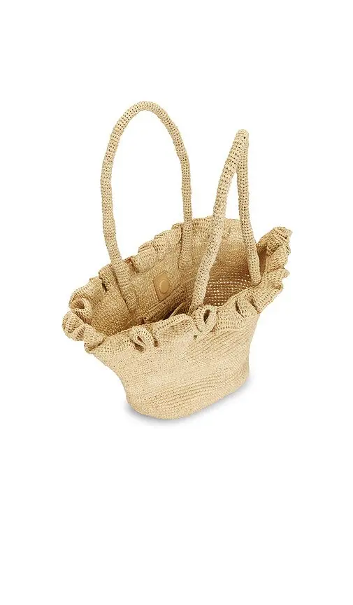 LOEFFLER RANDALL Cyrus Woven Raffia Tote Bag With Ruffle Detailing