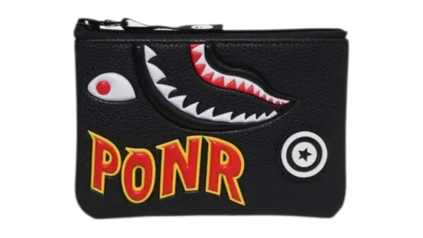A BATHING APE 2nd Shark Mini Wallet - Black