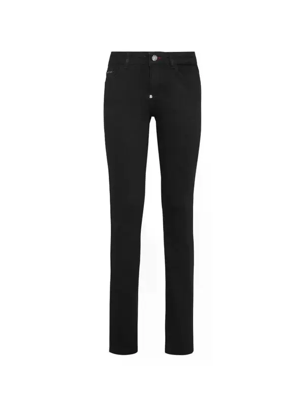 Philipp Plein Slim-fit Logo Plaque Denim Jeans - Black
